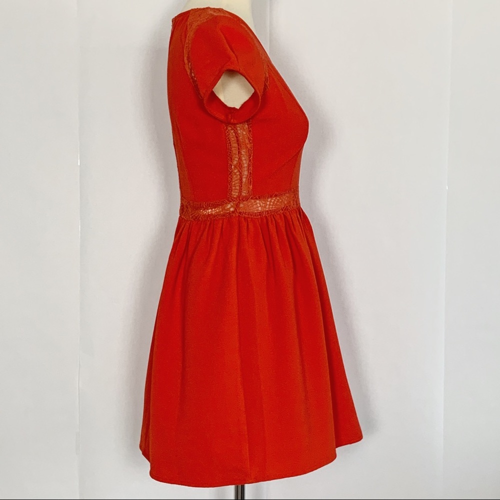 Urban Outfitters Red Dress With Lace Accents - Gem